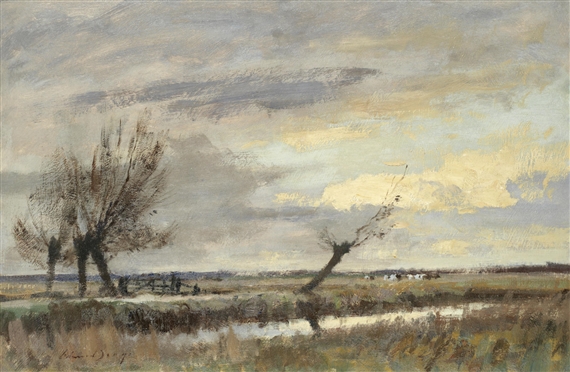 Edward Brian Seago | 'Pollard willows on the marsh - Norfolk' | MutualArt