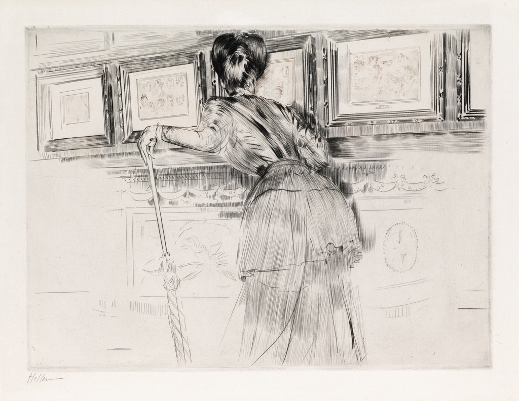Paul César Helleu | Madame Helleu devant les Dessins de Watteau au ...