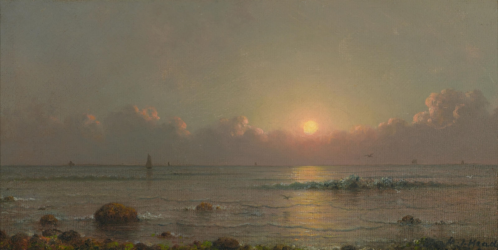 Martin Johnson Heade | Seascape at Sunset (1860s) | MutualArt