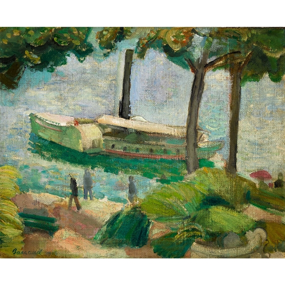 Maurice Barraud | Bateau à vapeur sur le lac de Lugano (1918) | MutualArt