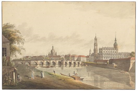 Dresden School 19th Century | Dresden vom rechten Elbufer unterhalb der ...