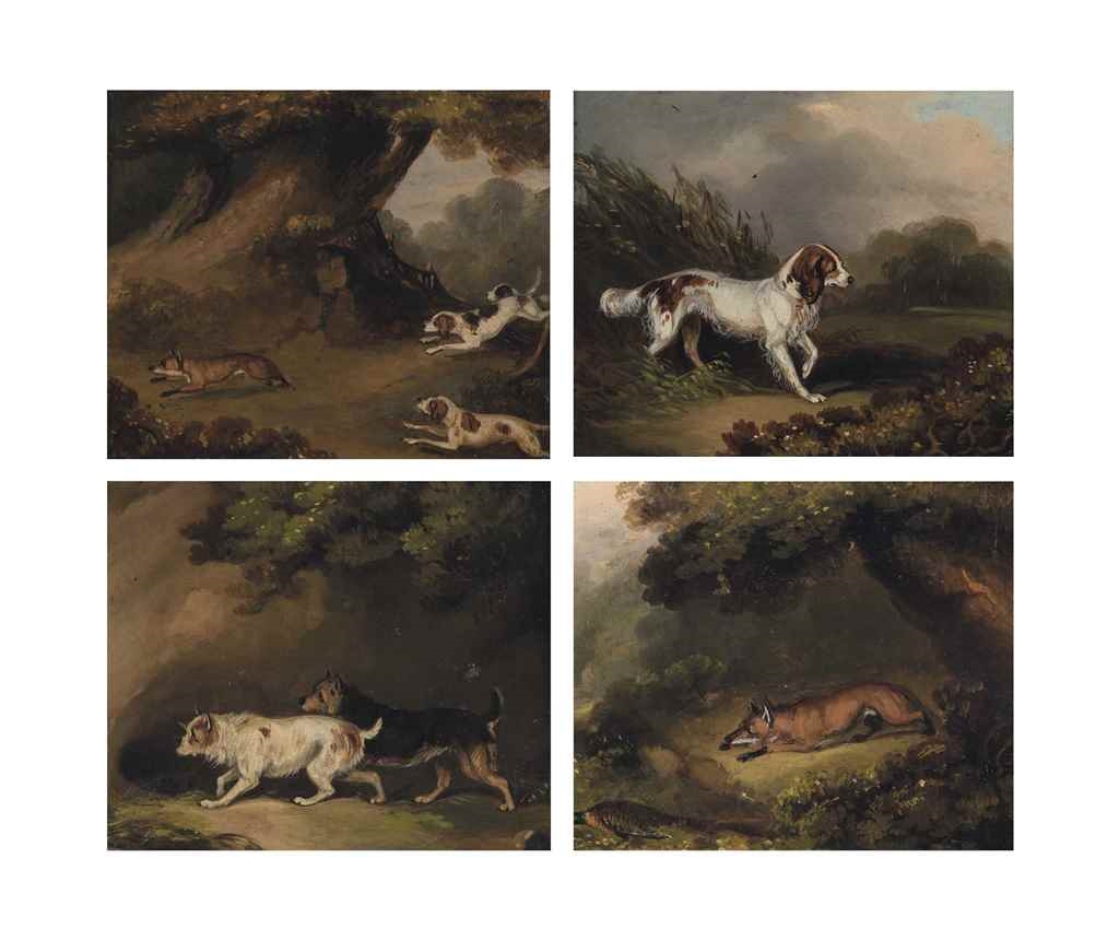 Samuel Raven | 4 works, Sporting scenes: A fox and a pheasant; Hounds ...