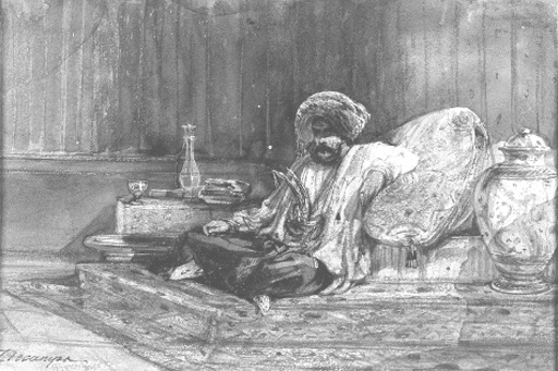 Alexandre-Gabriel Decamps | A reclining pasha | MutualArt