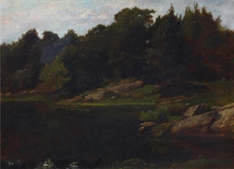 George Inness | Sunset on a Meadow (1878) | MutualArt