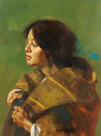 William Whitaker - Young Mexican Girl with Jar,...