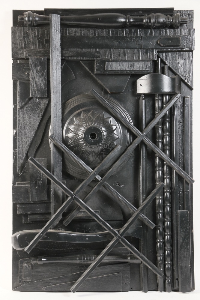 Louise Nevelson | Abstract Black on Black Bas Relief Wall-Hanging ...