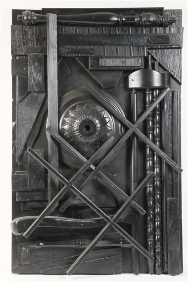 Louise Nevelson | Abstract Black on Black Bas Relief Wall-Hanging ...