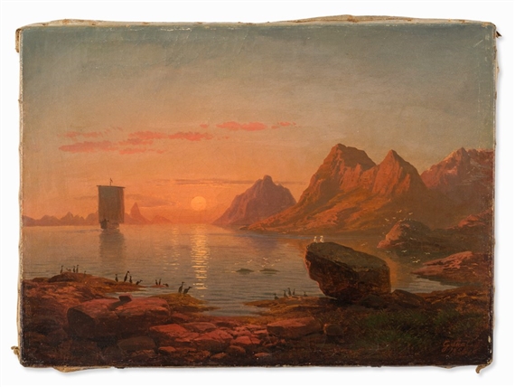 Georg Eduard Otto Saal | Sunset at Fjord (1855) | Artwork performance ...