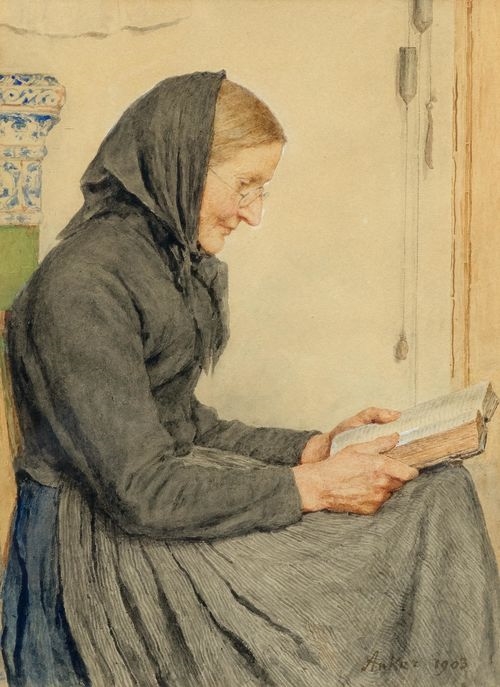 Albert Anker | Reading Girl | MutualArt
