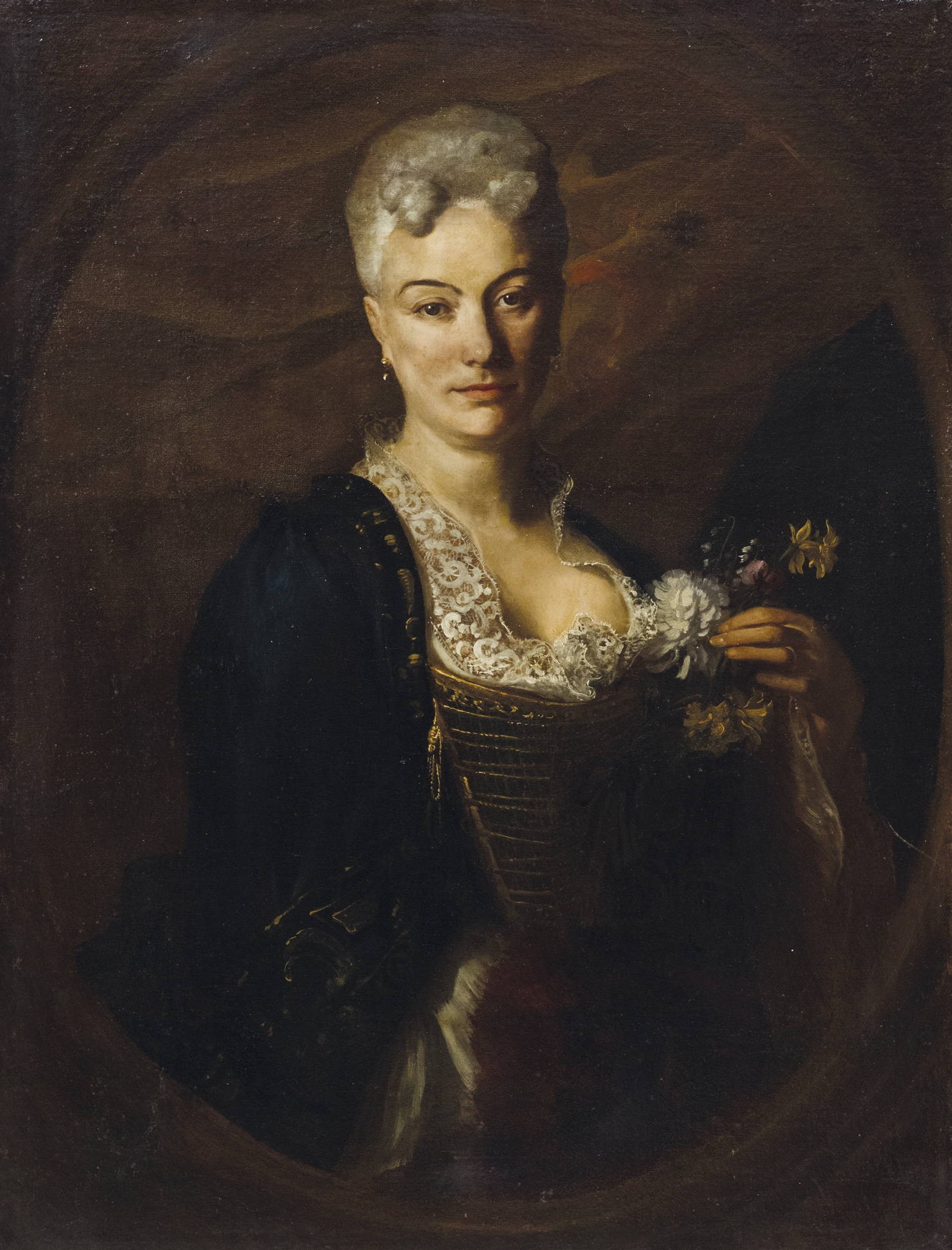 Francesco Solimena | Ritratto di gentildonna a mezzo busto, con fiori ...