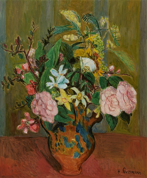Hans Purrmann | Bowl of Fruits with Pineapple and Jug (1950) | MutualArt