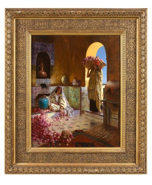 Rudolf Ernst | LANGUOROUS ORIENTAL LADY WITH A ROSE | MutualArt
