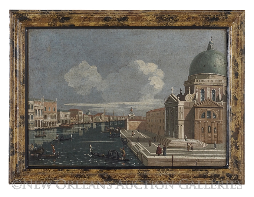 Giuseppe Ponga | Venetian Canal Scene with a View of Basilica Santa ...