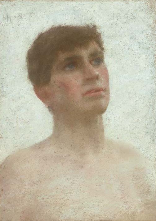 Henry Scott Tuke | Portrait of a boy, shoulder-length (1893) | MutualArt
