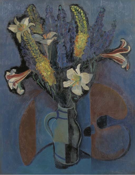 Hans Timmer | Flower still life with a painter's palette (1950) | MutualArt