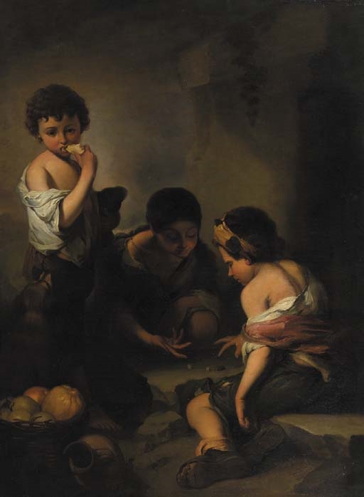 Bartolomé Estebán‏ Murillo | Boys playing dice by the foot of the tree | MutualArt