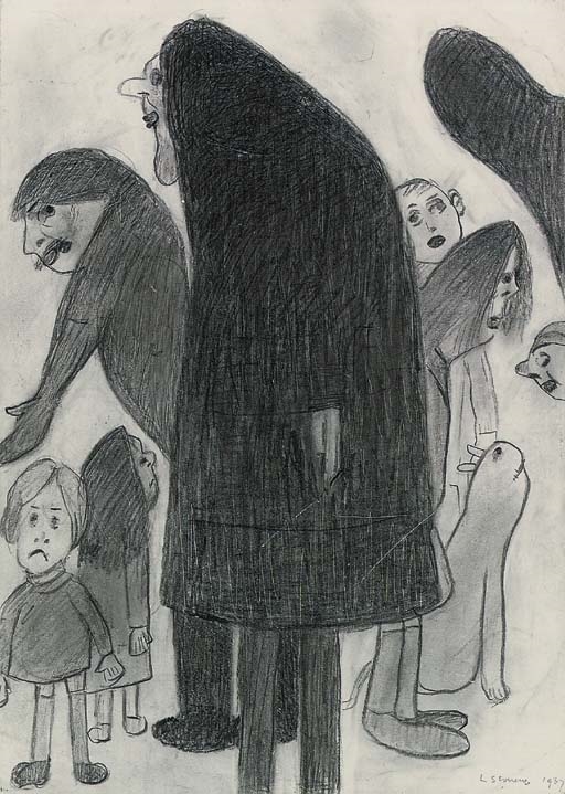 Laurence Stephen Lowry | Figures with a cat (1967) | MutualArt