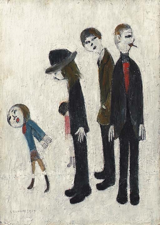 Laurence Stephen Lowry | Ten People and Two Dogs on a Promenade (1967 ...