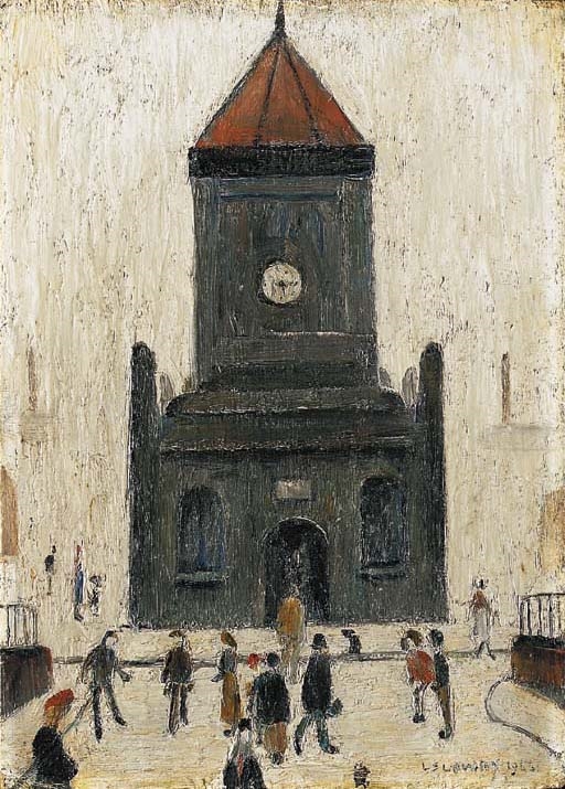 Laurence Stephen Lowry | Figures with a cat (1967) | MutualArt