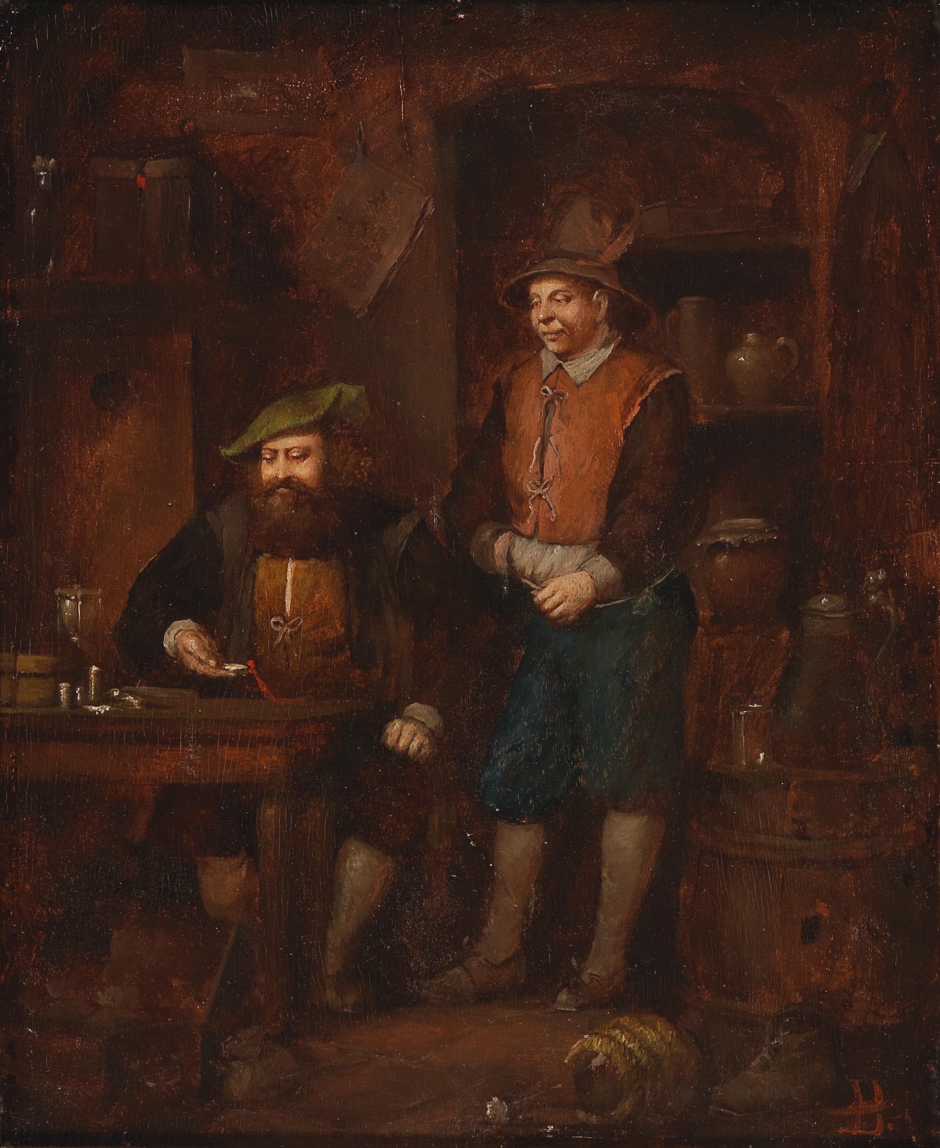 Adriaen Brouwer | A tavern interior with two male figures | MutualArt