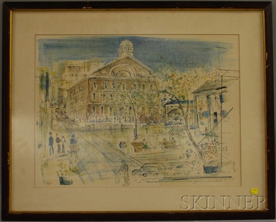 Alfred Birdsey | 3 works: Bermuda Harbor Scene, Faneuil Hall, Boston ...