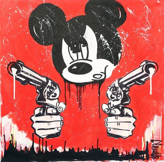 Clem$ | Mickey Mouse with guns | MutualArt