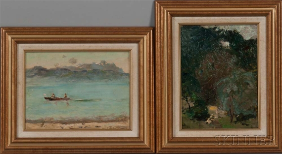 Vladimir Lebedev | Two Lake Scenes with Trees | MutualArt