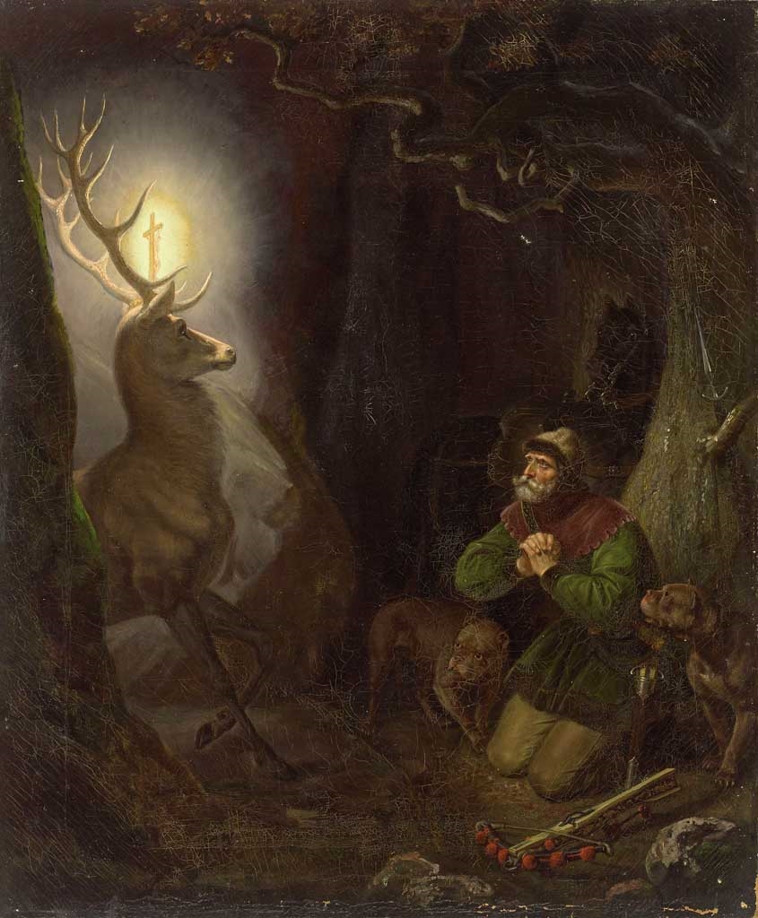 German School, 19th Century | Der Hl. Hubertus mit dem Hirsch (1854 ...
