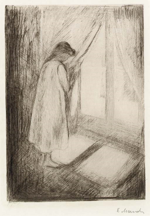 Edvard Munch | Das Mädchen am Fenster (Woll 5) (1894) | MutualArt