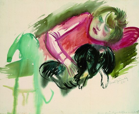 Hans Grundig | Mädchen mit Hund (1926) | MutualArt