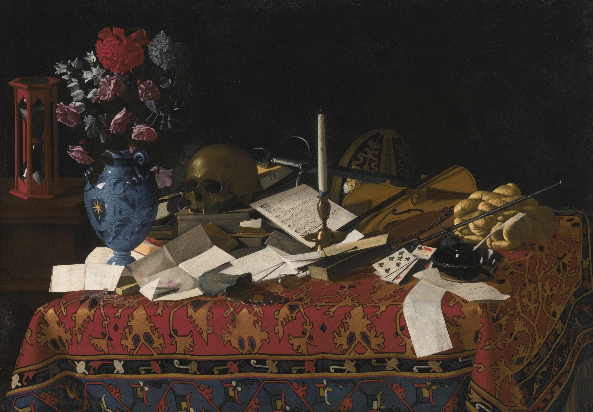Italian School, 17th Century | A VANITAS STILL LIFE WITH AN HOURGLASS ...