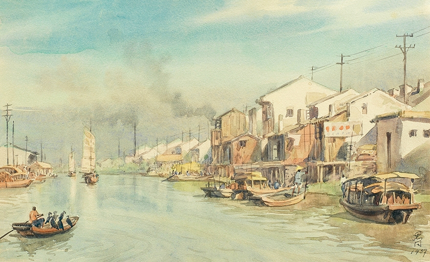 Sitong Pan | Boats Float on the Canal (1957) | MutualArt