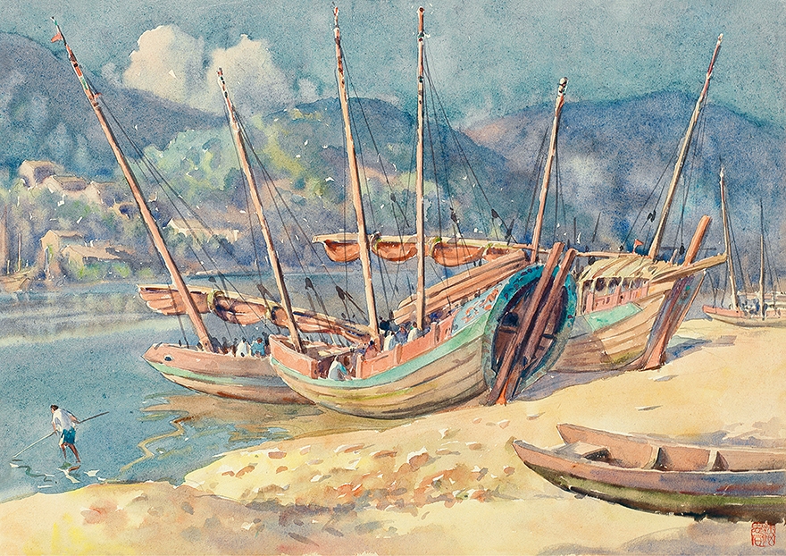 Pan Sitong | Mooring Boats (1963) | MutualArt