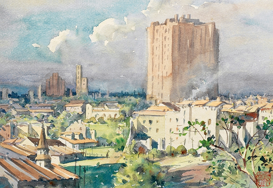 Pan Sitong | An Aerial View of the West Shanghai (1959) | MutualArt