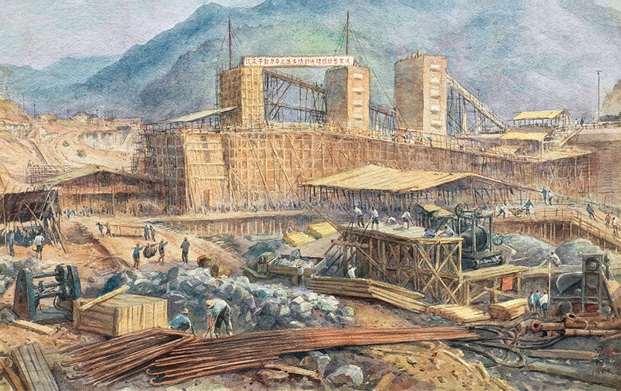 Pan Sitong | Facades of the Dam Construction Site (1958) | MutualArt
