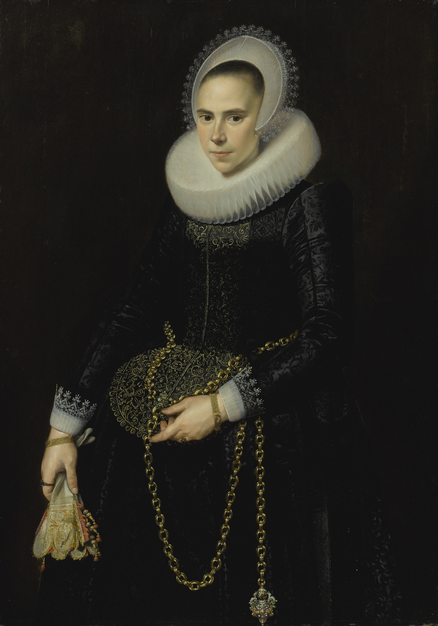 Cornelis van der Voort | Portrait of a lady, three-quarter-length, in a ...