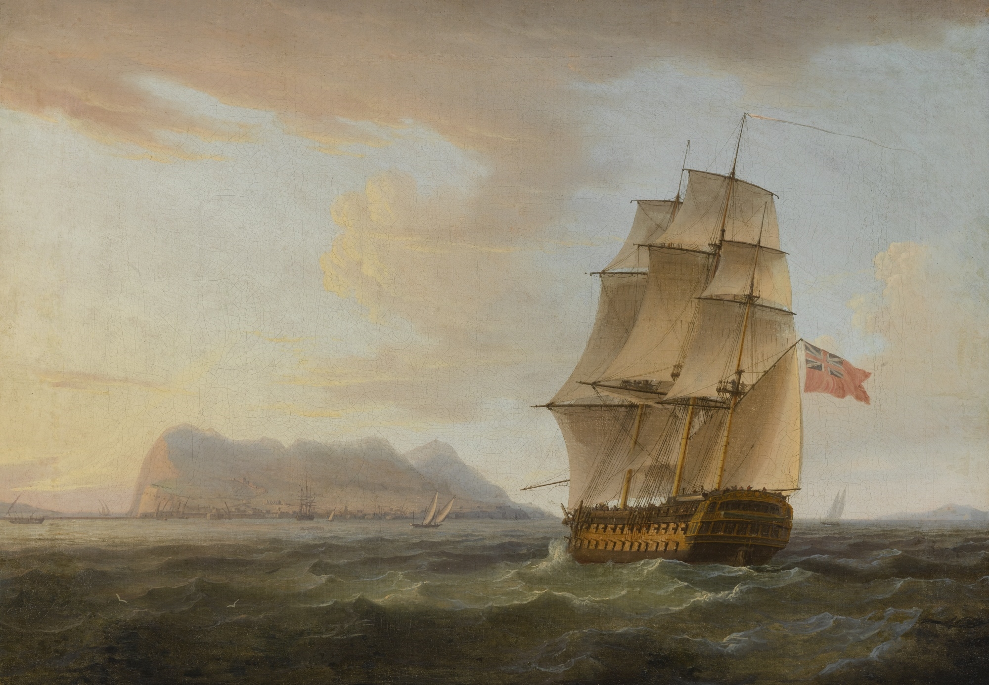 Thomas Whitcombe | A BRITISH MAN OF WAR BEFORE THE ROCK OF GIBRALTAR ...