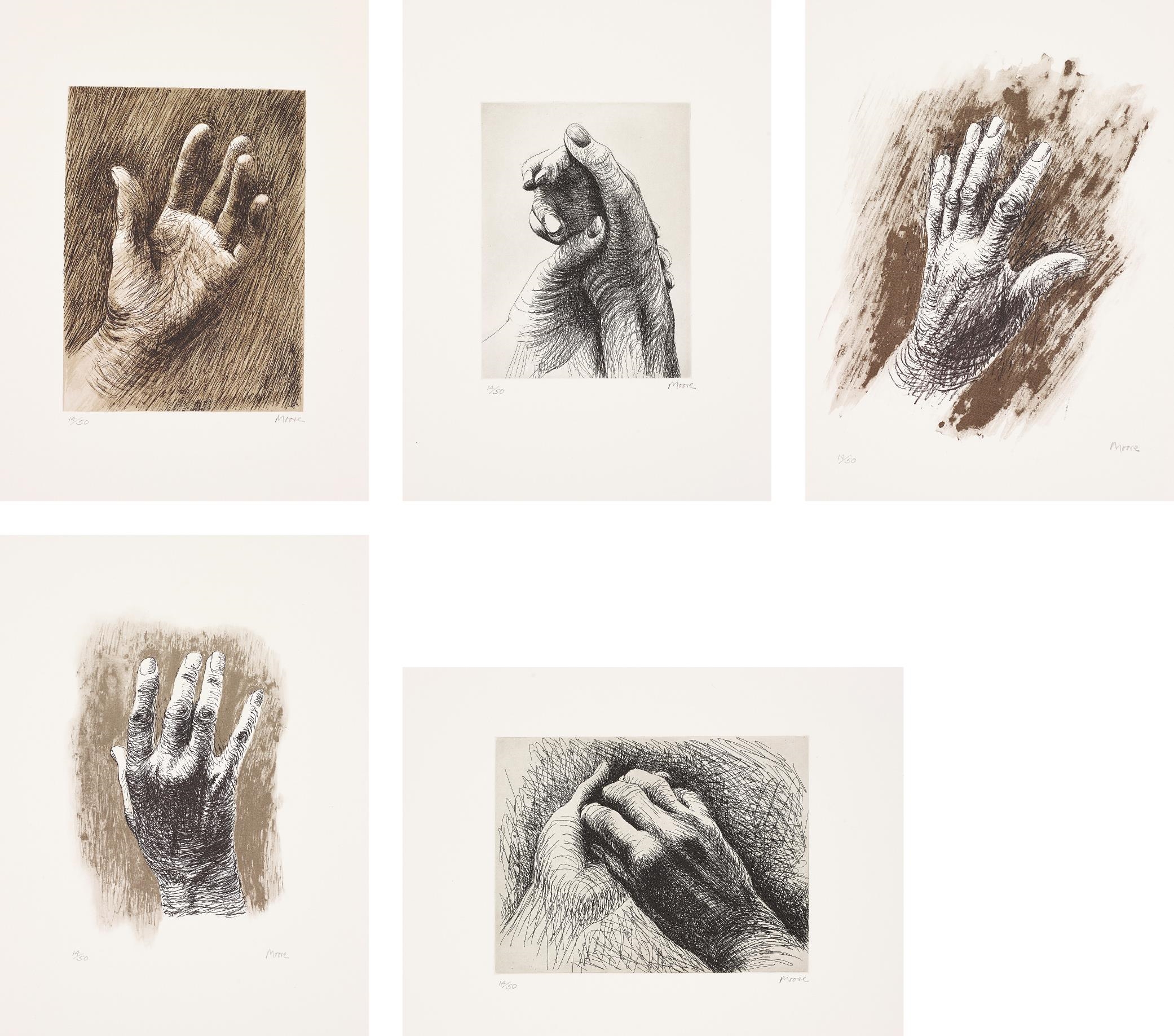 Henry Moore | Set of 5 Works: The Artist’s Hand (1980) | MutualArt