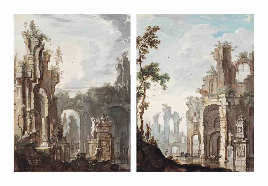 Willem Troost I | Capricci with antique ruins and figures | MutualArt