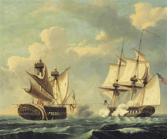 Thomas Birch | The H.M.S. Macedonian surrendering to the U.S.S. United ...