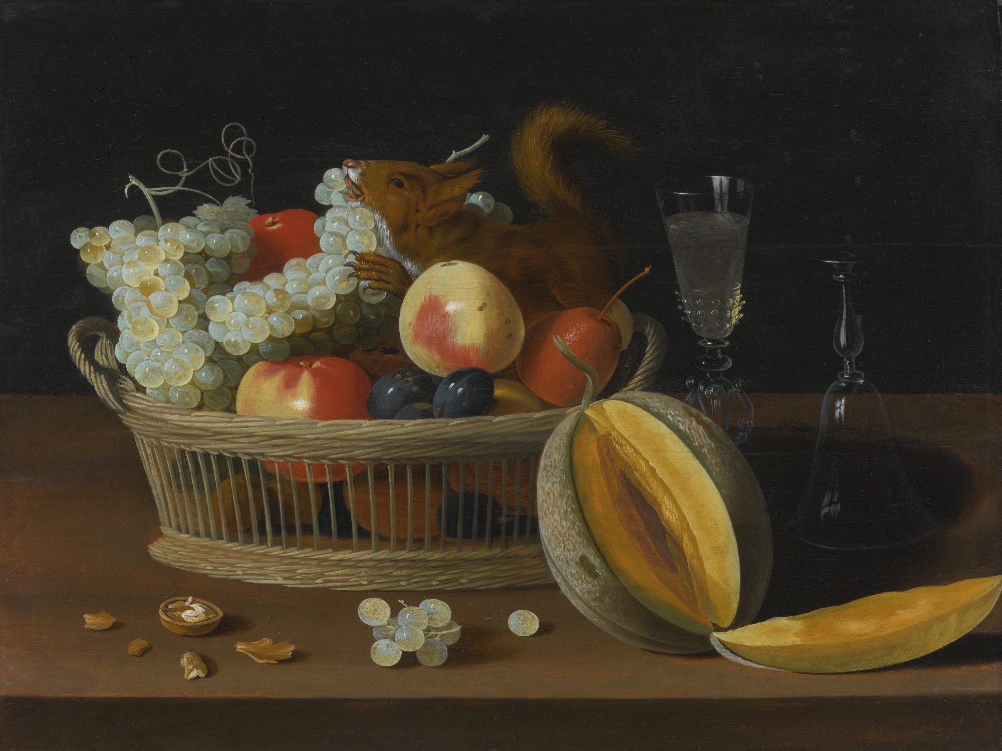 Jacob Van Es | STILL LIFE WITH A BASKET OF FRUIT AND A SQUIRREL ...