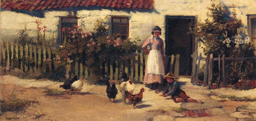 William Gilbert Foster | Outside the Cottage Door | MutualArt