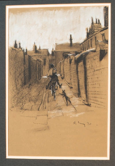 Harold Riley | Kids on a Bike (1970) | MutualArt