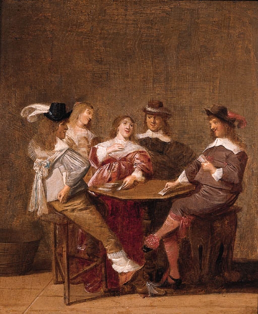 Dirck Hals | A company at table engaged in a game of cards (1664 ...