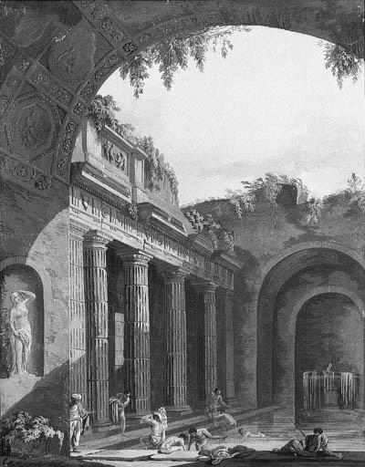 Charles-Louis Clerisseau | Bathers in a Roman bath; and Figures by ...