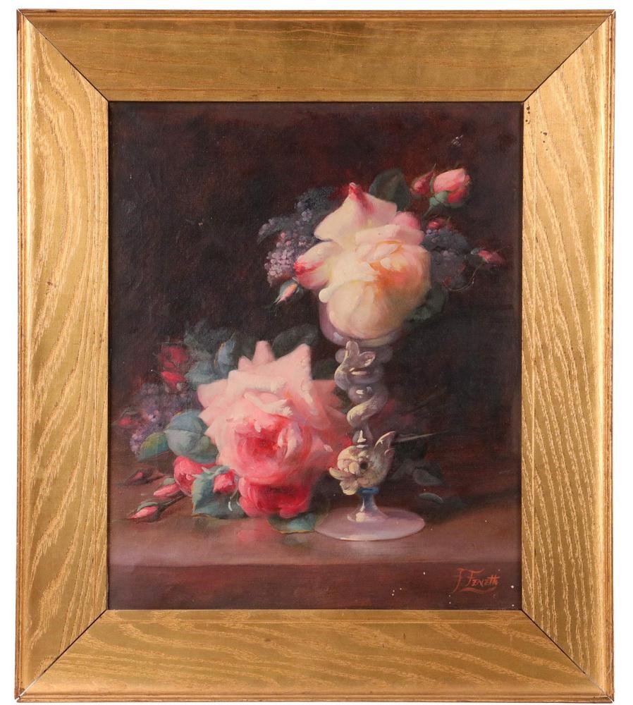 Frederick M. Fenetti | Still life with Pink Roses | MutualArt