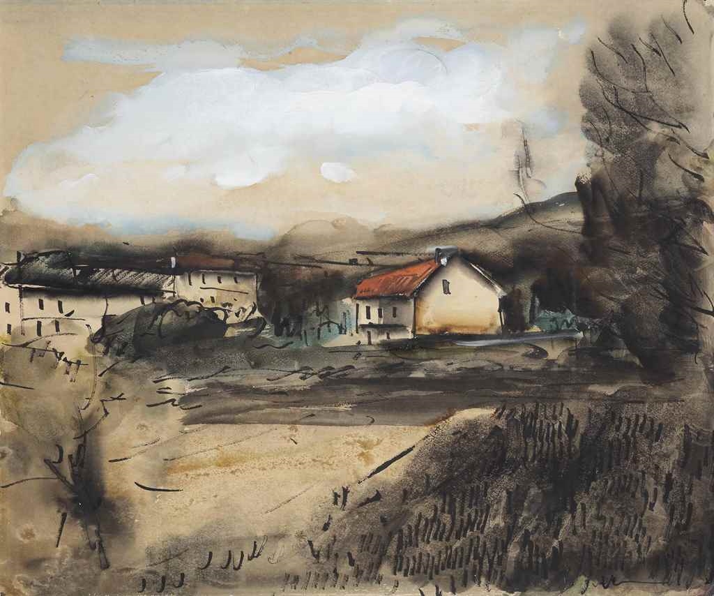Maurice de Vlaminck | Paysage aux toits rouges | MutualArt