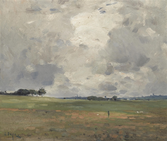 Charles Claude Pape | Expansive Landscape Under Clouds | MutualArt