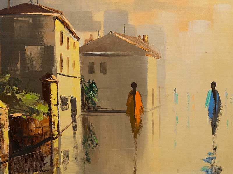 Andre Grobler | Street Scene with Figures | MutualArt