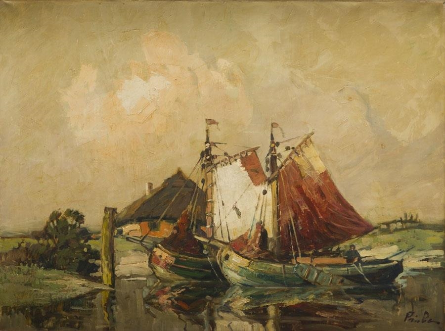 Rudolf Priebe | Sommerliche Landschaft mit seitlich flankierenden ...
